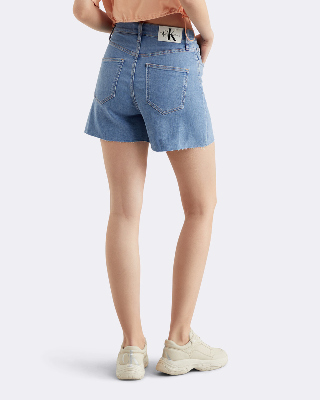 High Rise Relaxed Cooling Denim Shorts | blue | Calvin Klein Singapore